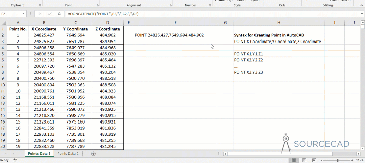 How To Import X y z Coordinate Data From Excel To AutoCAD 2023 